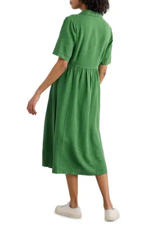 SEASALT CORNWALL Fen Linen Midi Shirt Dress - Hedgerow