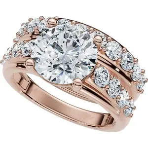 BLISS DIAMOND 2 1/2ct Diamond Engagement Wedding Ring Set 14k Gold Lab Grown - 14k Rose Gold