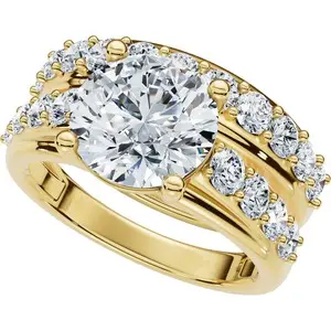 BLISS DIAMOND 2 1/2ct Diamond Engagement Wedding Ring Set 14k Gold Lab Grown - 14k Yellow Gold