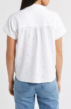 BEACHLUNCHLOUNGE Noa Embroidered Button-up Top - White