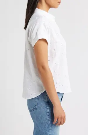 BEACHLUNCHLOUNGE Noa Embroidered Button-up Top - White