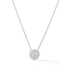 Hearts On Fire Diamond Halo Pendant Necklace - White Gold