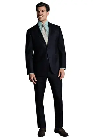 CHARLES TYRWHITT Slim Fit Twill Natural Stretch Suit Jacket - Navy