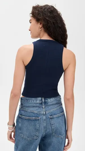 Sold Out NYC Cropped Tank Top - Navy