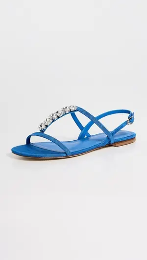 Larroude Calypso Flat Sandals - Azure