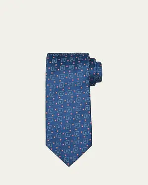 Charvet Charvet Diamond-Woven Silk Neck Tie 1-nvy