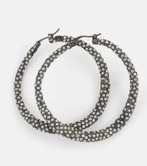 Valentino Garavani Shadowshine Embellished Hoop Earrings - Silver