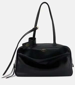 Balenciaga Carrie Medium Leather Bowling Bag - Black
