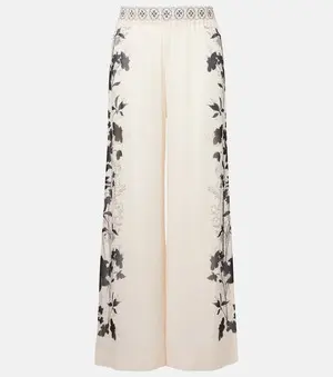 La DoubleJ Printed Silk Palazzo Pants