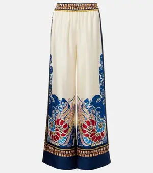 La DoubleJ Printed Silk Palazzo Pants - Multicoloured
