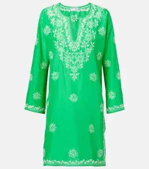 JULIET DUNN Embroidered Silk Tunic - Green