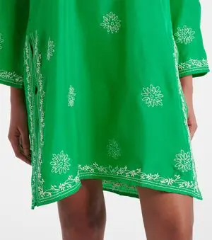 JULIET DUNN Embroidered Silk Tunic - Green
