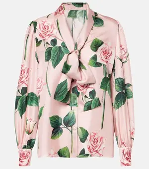 Dolce & Gabbana Floral Silk Satin Blouse - Pink