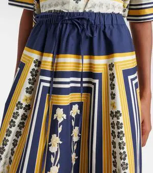 La DoubleJ Printed Cotton Poplin Midi Skirt - Multicoloured