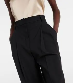 Brunello Cucinelli Wool-blend Wide-leg Trousers - Black
