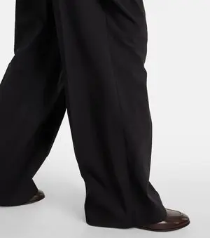 Brunello Cucinelli Wool-blend Wide-leg Trousers - Black