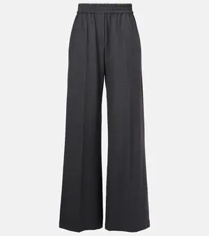Brunello Cucinelli Wool-blend Wide-leg Trousers - Grey