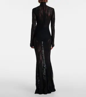 Norma Kamali Semi-sheer Lace Gown