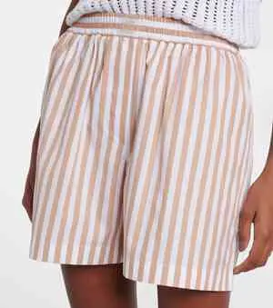 Brunello Cucinelli Striped Cotton And Silk Bermuda Shorts