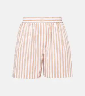Brunello Cucinelli Striped Cotton And Silk Bermuda Shorts - White