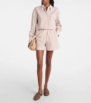 Brunello Cucinelli Striped Cotton And Silk Bermuda Shorts