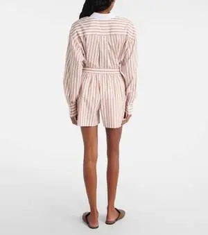 Brunello Cucinelli Striped Cotton And Silk Bermuda Shorts
