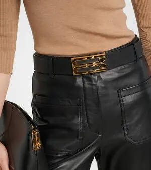 Victoria Beckham Jumbo Frame Leather Belt - Black