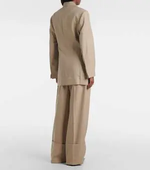 Victoria Beckham Belted Wool Blazer - Beige