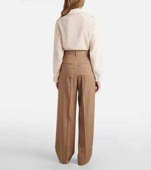Victoria Beckham Pinstripe Virgin Wool Wide-leg Trousers