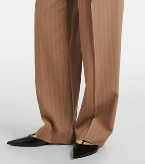 Victoria Beckham Pinstripe Virgin Wool Wide-leg Trousers