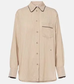 Victoria Beckham Striped Pajama Shirt - Beige