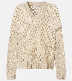 Brunello Cucinelli Sequined Silk And Linen-blend Sweater