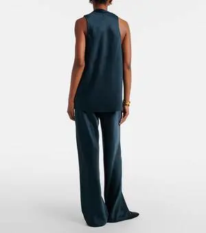 Vince High-rise Wide-leg Satin Pants - Green