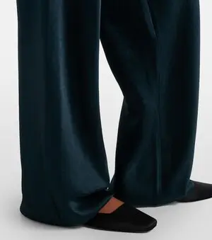 Vince High-rise Wide-leg Satin Pants - Green