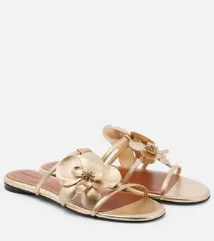 Zimmermann Orchid Metallic Leather Sandals - Gold