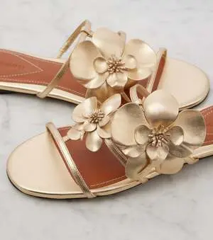 Zimmermann Orchid Metallic Leather Sandals
