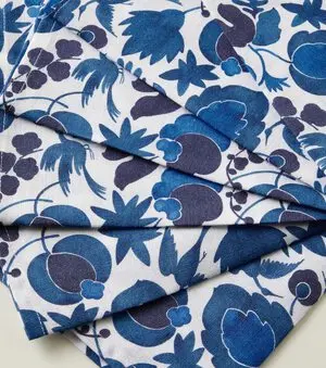 La DoubleJ Large Set Of 6 Floral Napkins - Blue