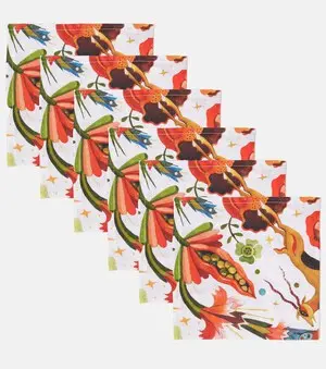 La DoubleJ Large Set Of 6 Floral Napkins Multicoloured