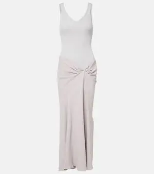 Victoria Beckham Knit-detail Crêpe Maxi Dress