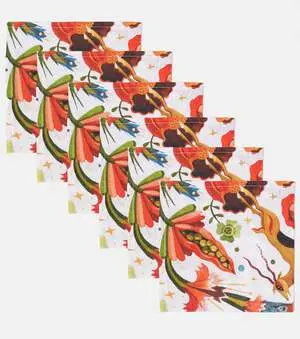 La DoubleJ Large Set Of 6 Floral Napkins - Multicoloured