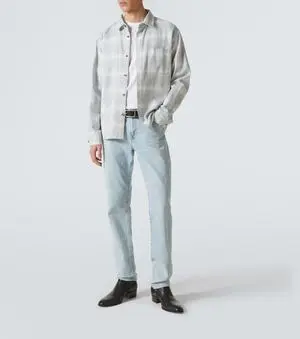 FRAME Checked Cotton Overshirt - Blue