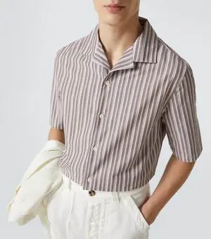 Brunello Cucinelli Striped Cotton Bowling Shirt
