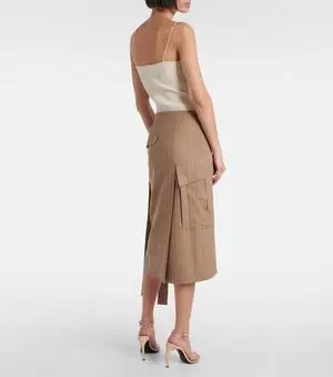 Victoria Beckham Pinstripe Wool Midi Skirt