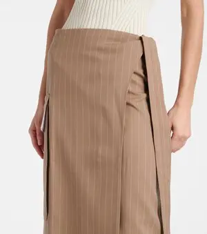 Victoria Beckham Pinstripe Wool Midi Skirt