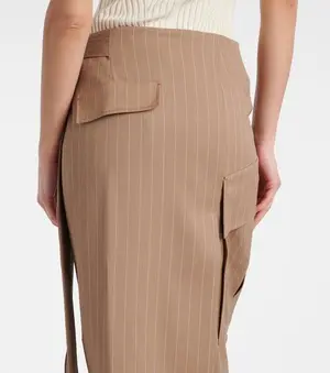 Victoria Beckham Pinstripe Wool Midi Skirt