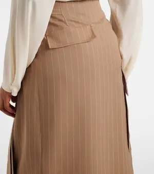 Victoria Beckham Pinstripe Wool Midi Skirt