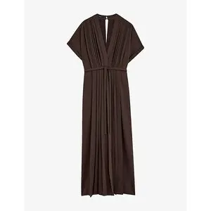 JOSEPH Sofia Plissé Woven Jumpsuit 12 Ebony