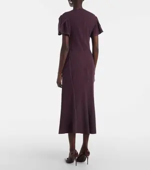 Victoria Beckham Gathered Wool-blend Midi Dress