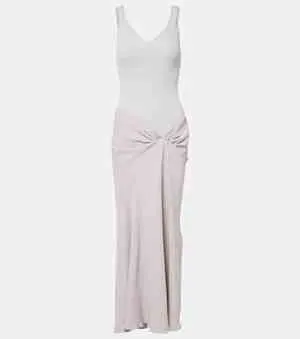 Victoria Beckham Knit-detail Crepe Maxi Dress