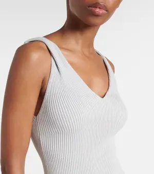 Victoria Beckham Knit-detail Crepe Maxi Dress